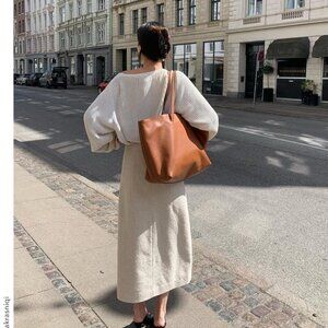 Flattered | Bags | Flattered Luka Leather Tote Bag In Cognac Euc | Poshmark